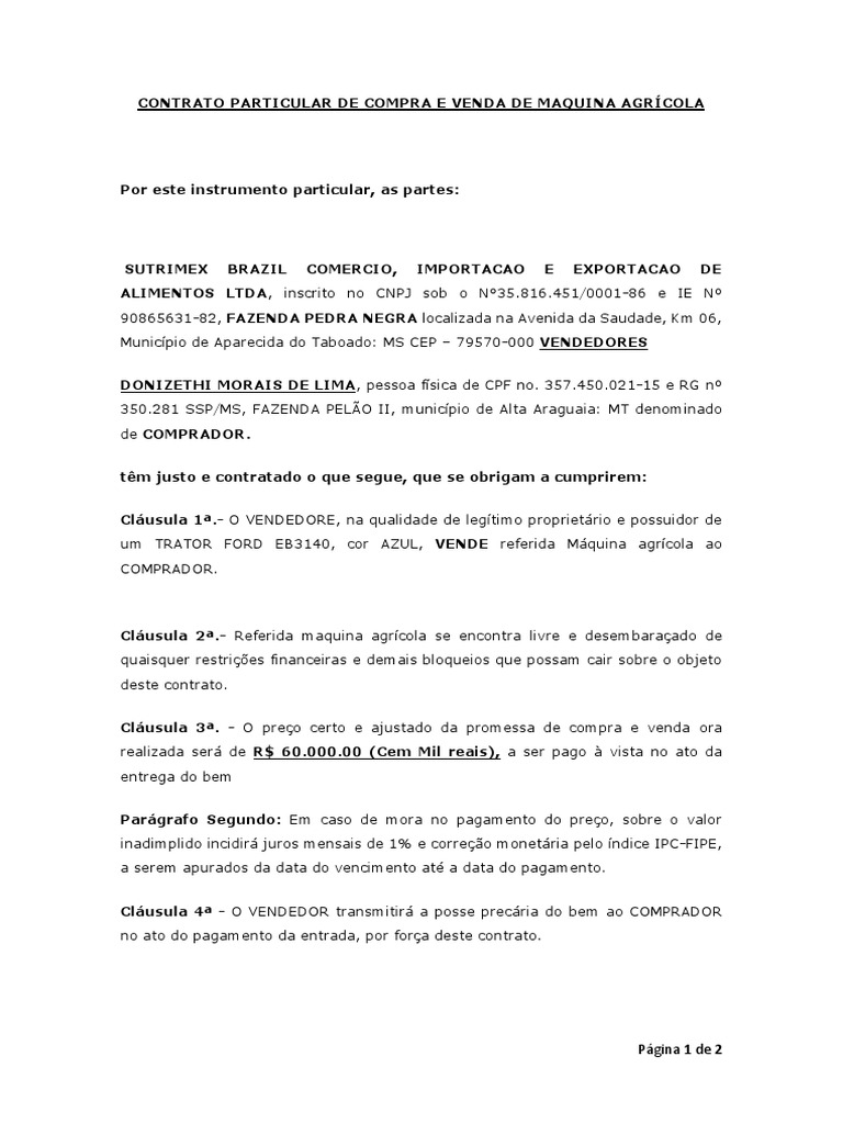 Contrato De Compra E Venda Pdf