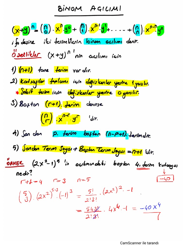 Binom Açılımı Video Ders Notu | PDF