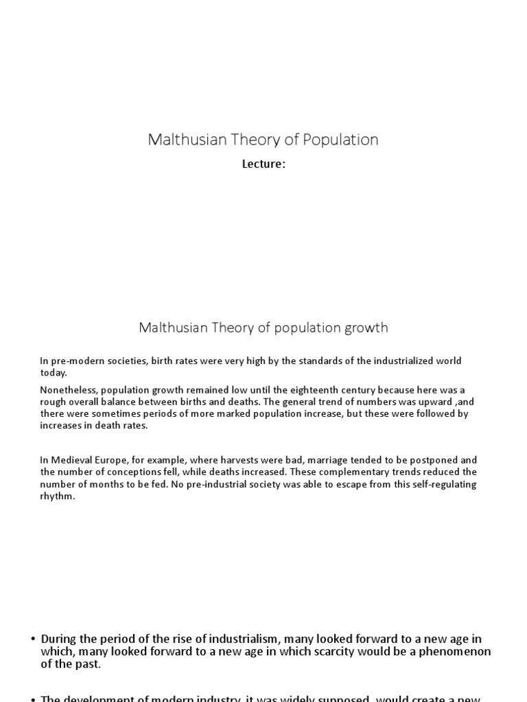 Malthusian Theory of Population | PDF