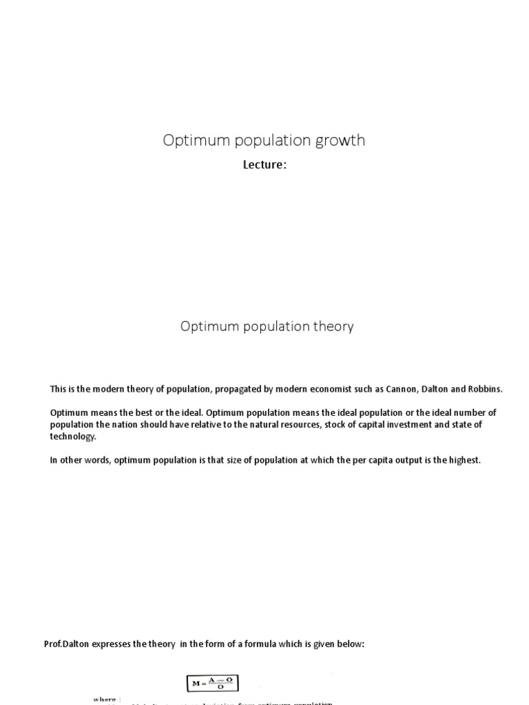 Optimum Population Growth | Download Free PDF | Economic Growth | Theory