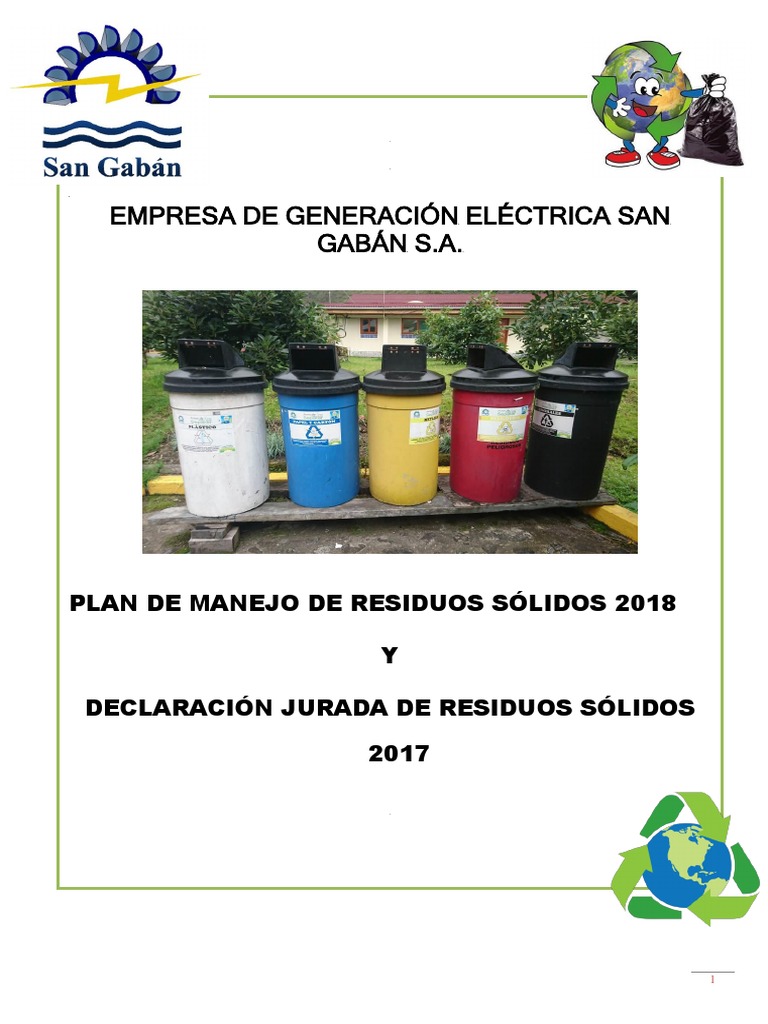 Plan de Manejo de Residuos Sólidos 2018 | PDF | Residuos | Seguridad y salud ocupacional