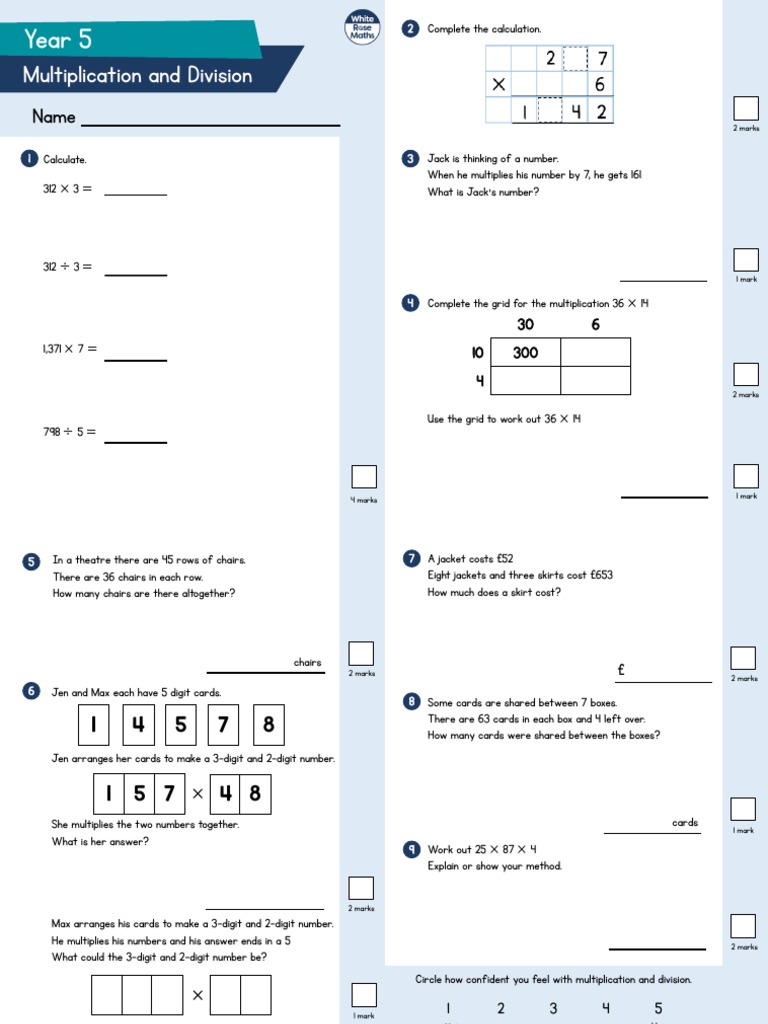 WRM Y5 Spring b1 Multiplication Division Assessment | PDF