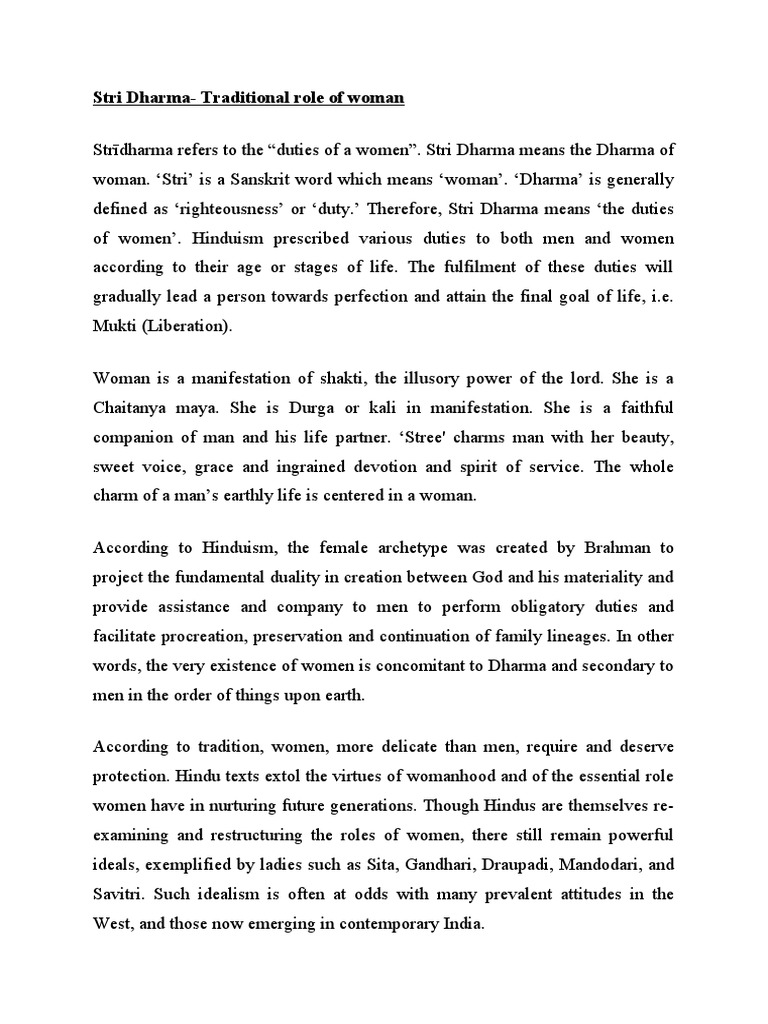 I Am Sharing 'Stri Dharma-Role of Woman' With You | PDF