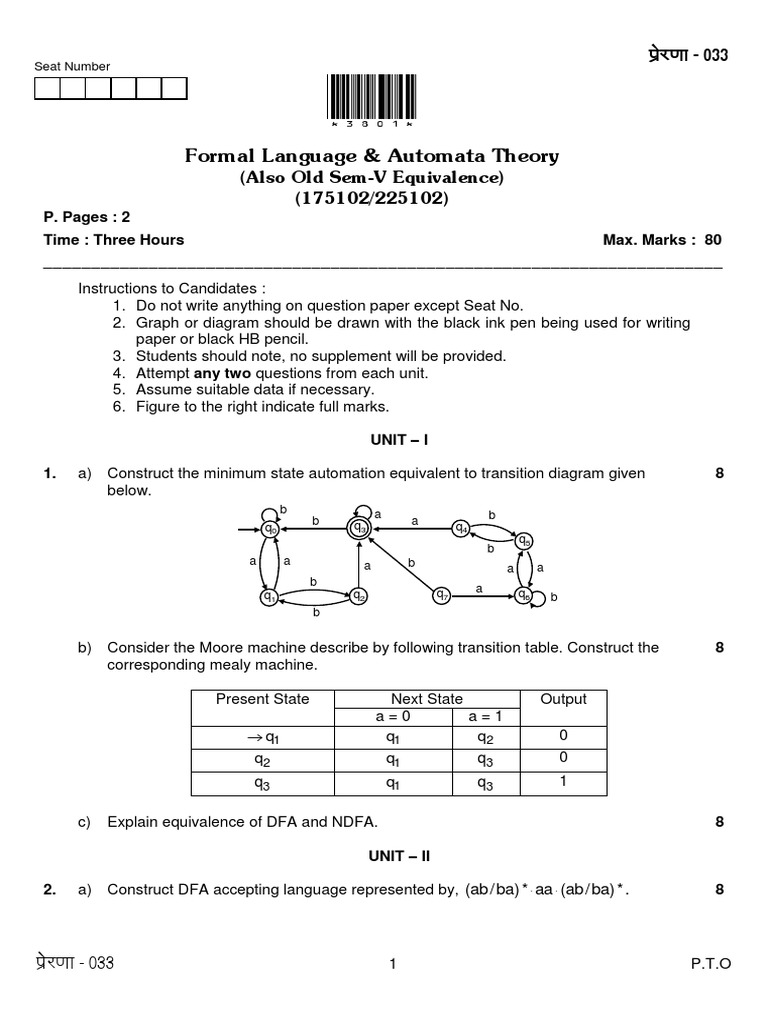 Flat Nmu Paper 3 | PDF | Theoretical Computer Science | Theory Of Computation