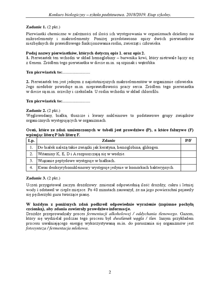 Arkusz Bio Sp Szk | PDF