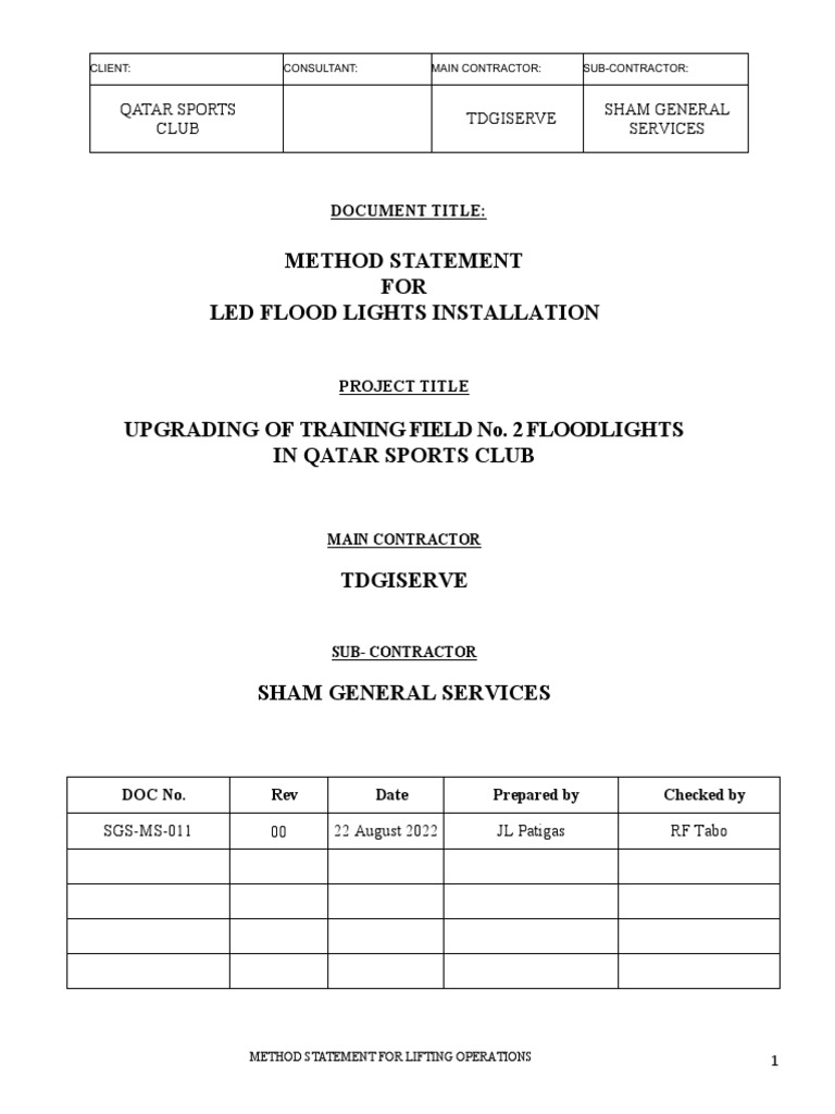 SGS - MS - Installation of LED Floodlights | PDF | Occupational Safety ...