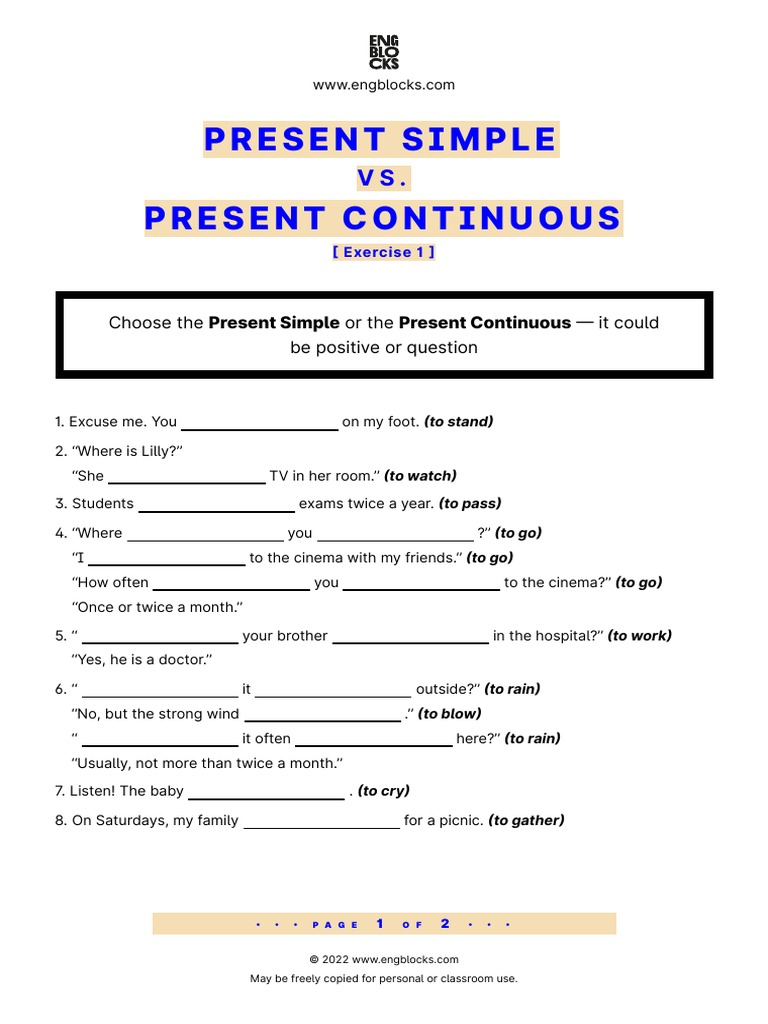 Present Simple Vs Present Continuous Pdf