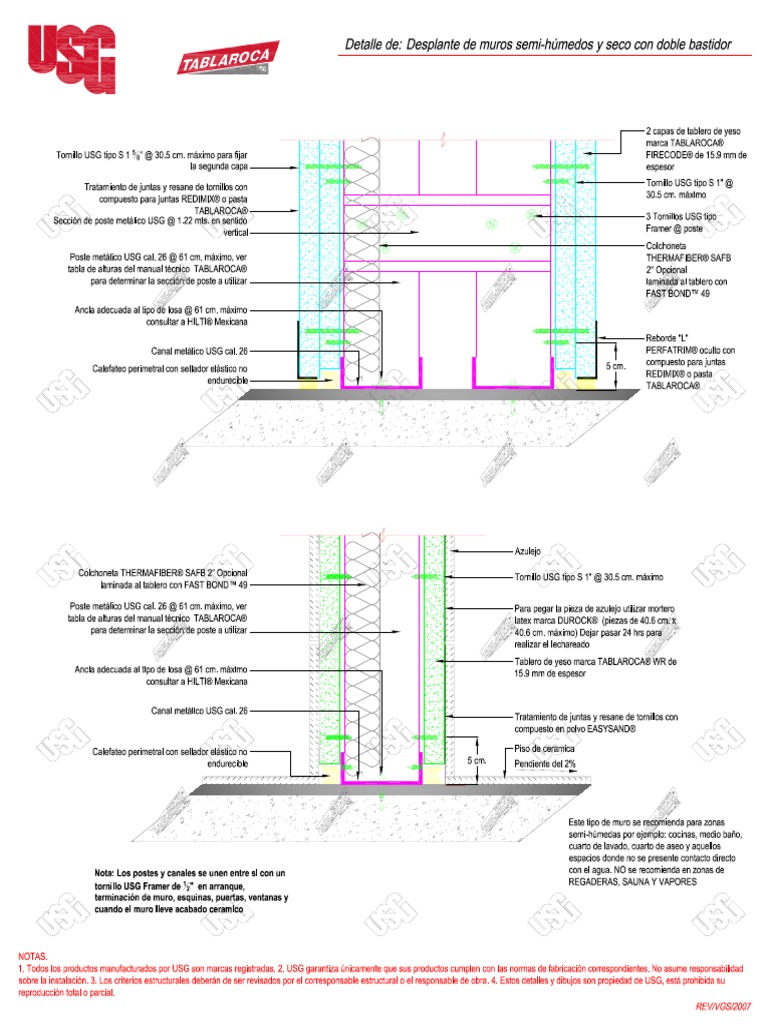 Tablaroca Technical Guide Desplante de Muros Semi Humedos y Seco Con ...