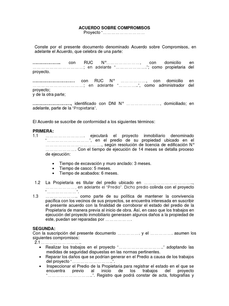Acuerdo de Colindancia y Compromisos | PDF | Presupuesto