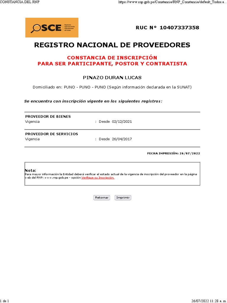 Constancia RNP | PDF