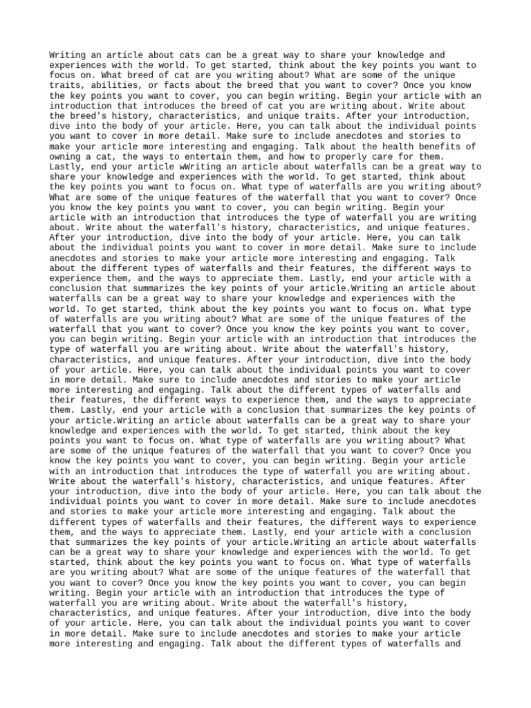 Writing Guide for Waterfall Articles | PDF | Experience | Knowledge