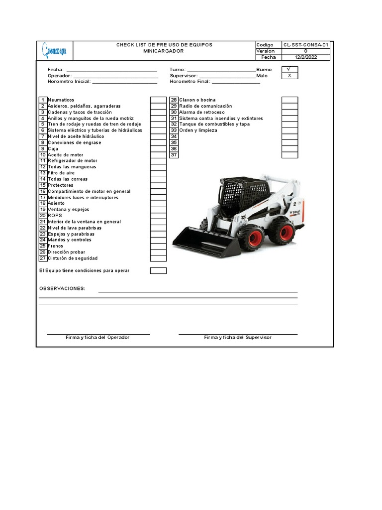 Check List Minicargador Excel | PDF