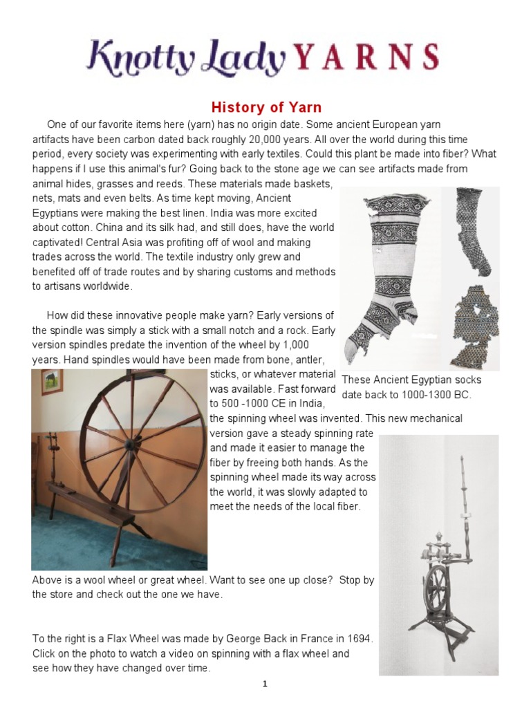 History of Yarn | PDF | Spinning (Textiles) | Crochet