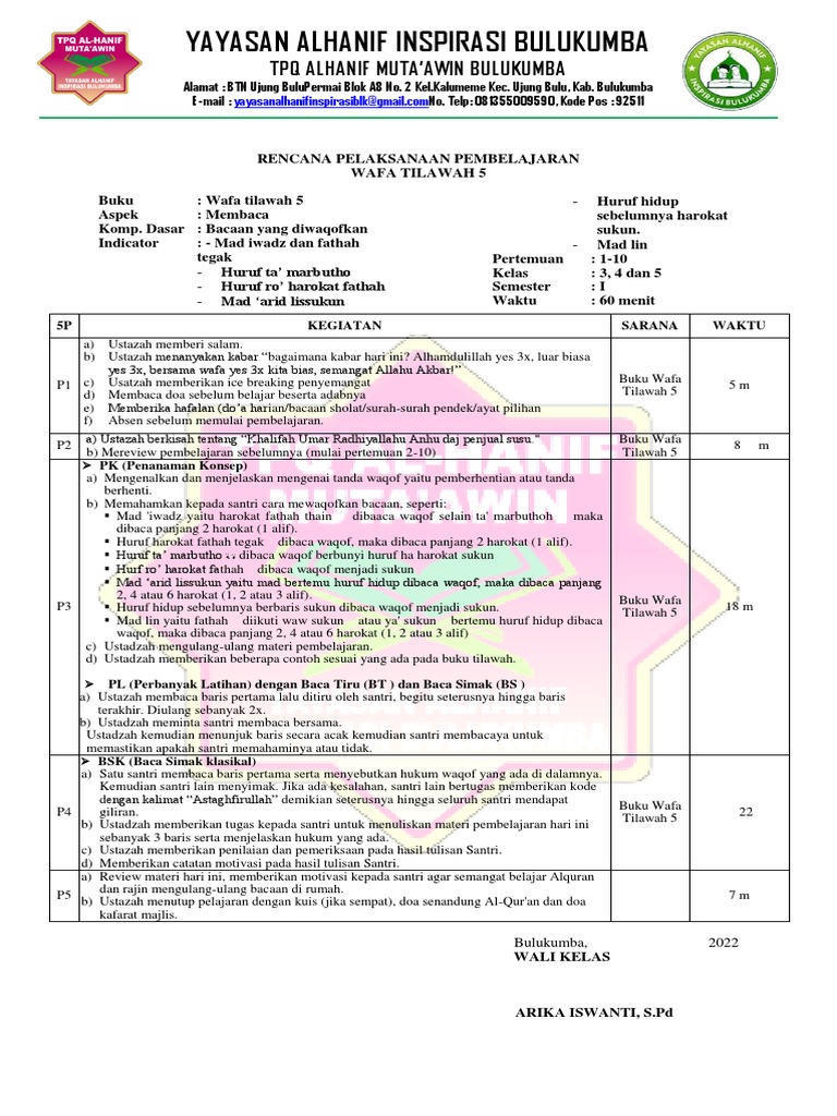 RPP Wafa 5 | PDF