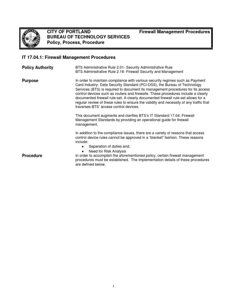 Firewall Management Change Procedures | PDF | Proxy Server ...