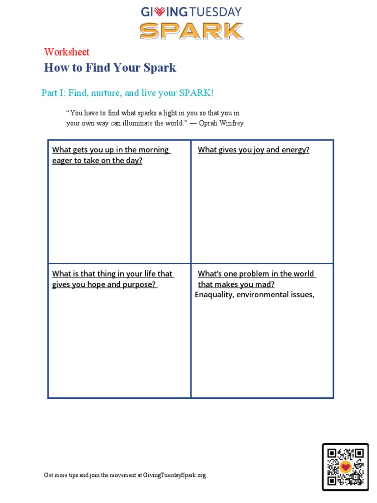 Worksheet - Find Your Spark (GT Spark) | PDF