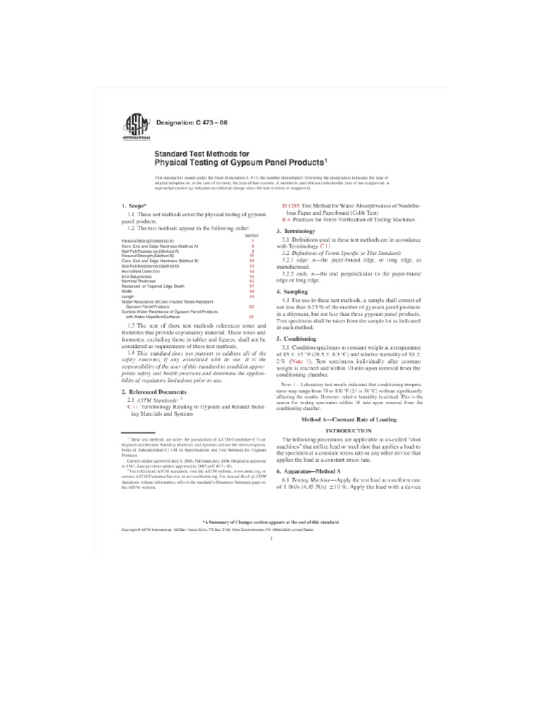Astm C473 Gypsum Panel Test | PDF