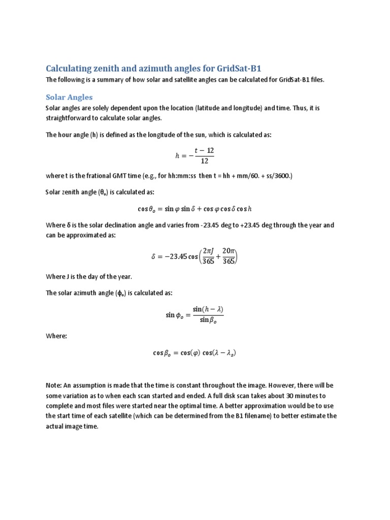 Angle Calculations | PDF | Astrometry | Classical Mechanics