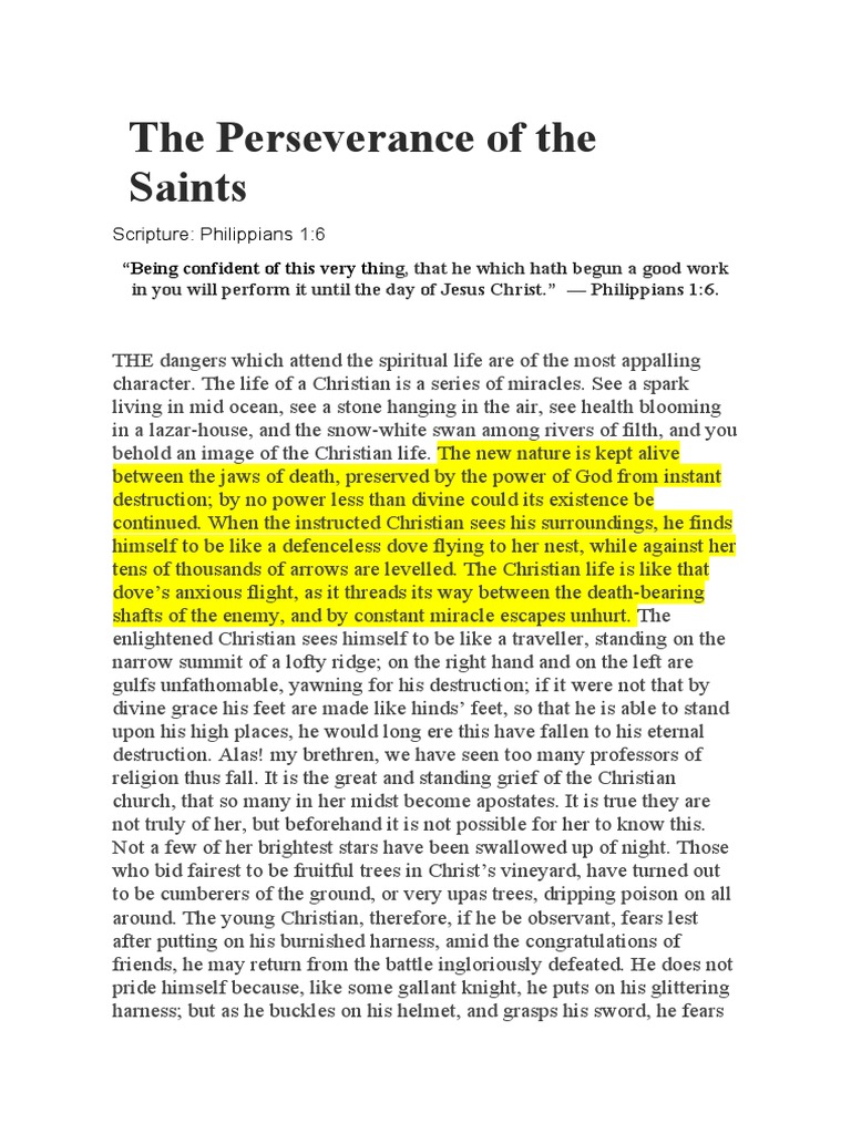 Philippians 1 6 The Perseverance of The Saints - Charles Spurgeon | PDF ...