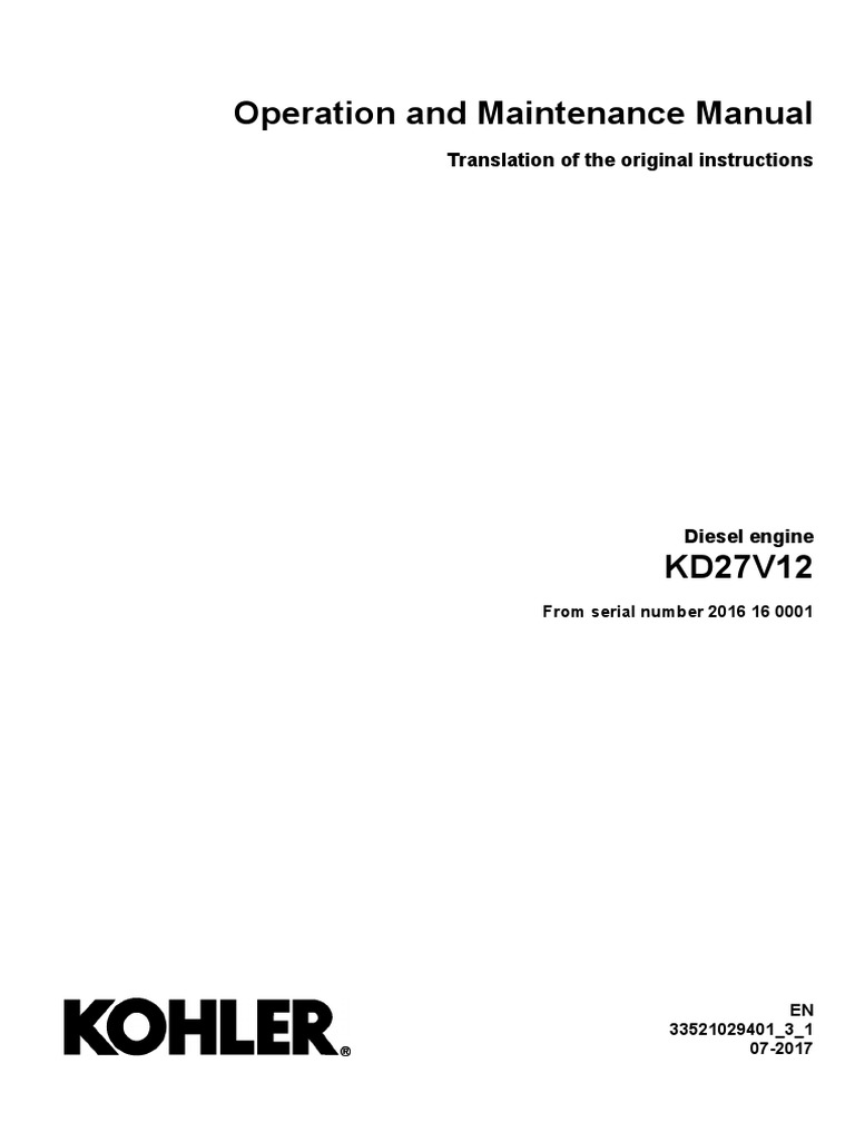 Operation and Maintenance Manual: Translation of The Original ...