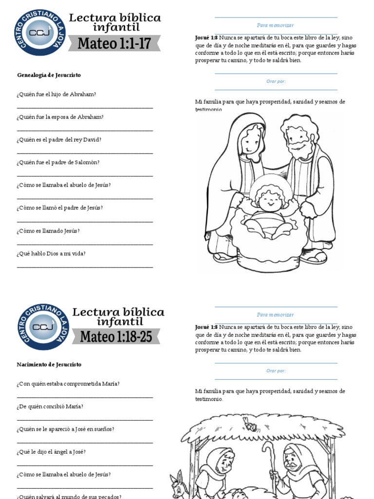 Lectura Mateo 1-3 | PDF | Jesús | María, madre de Jesús