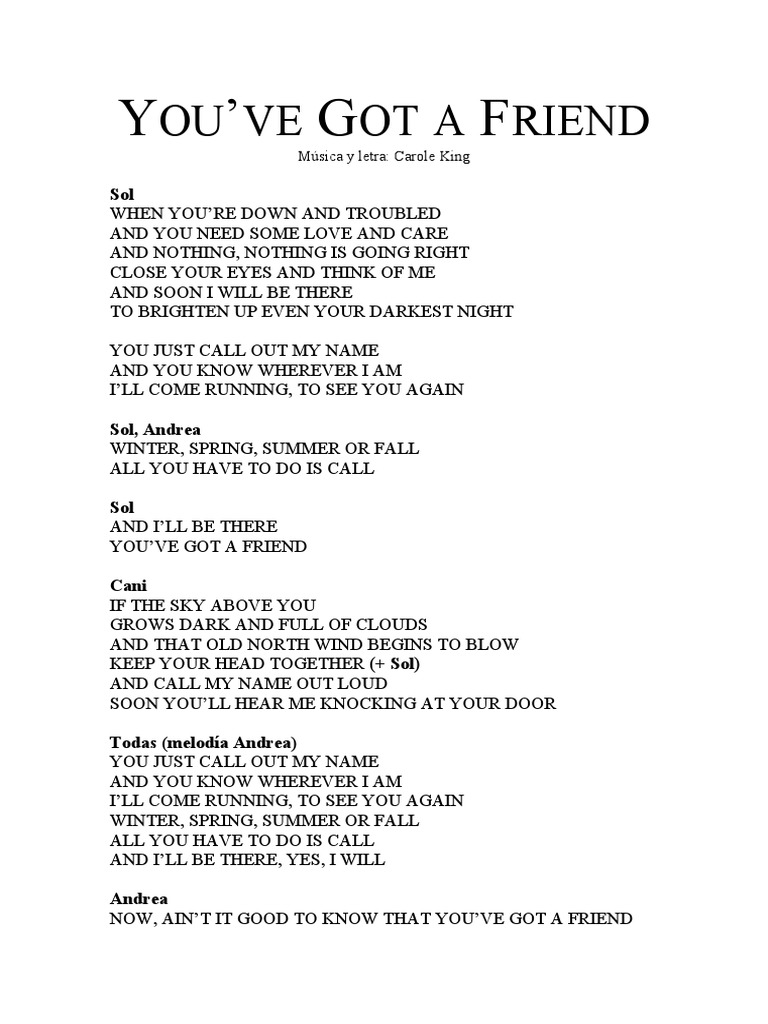 01 You've Got A Friend | PDF