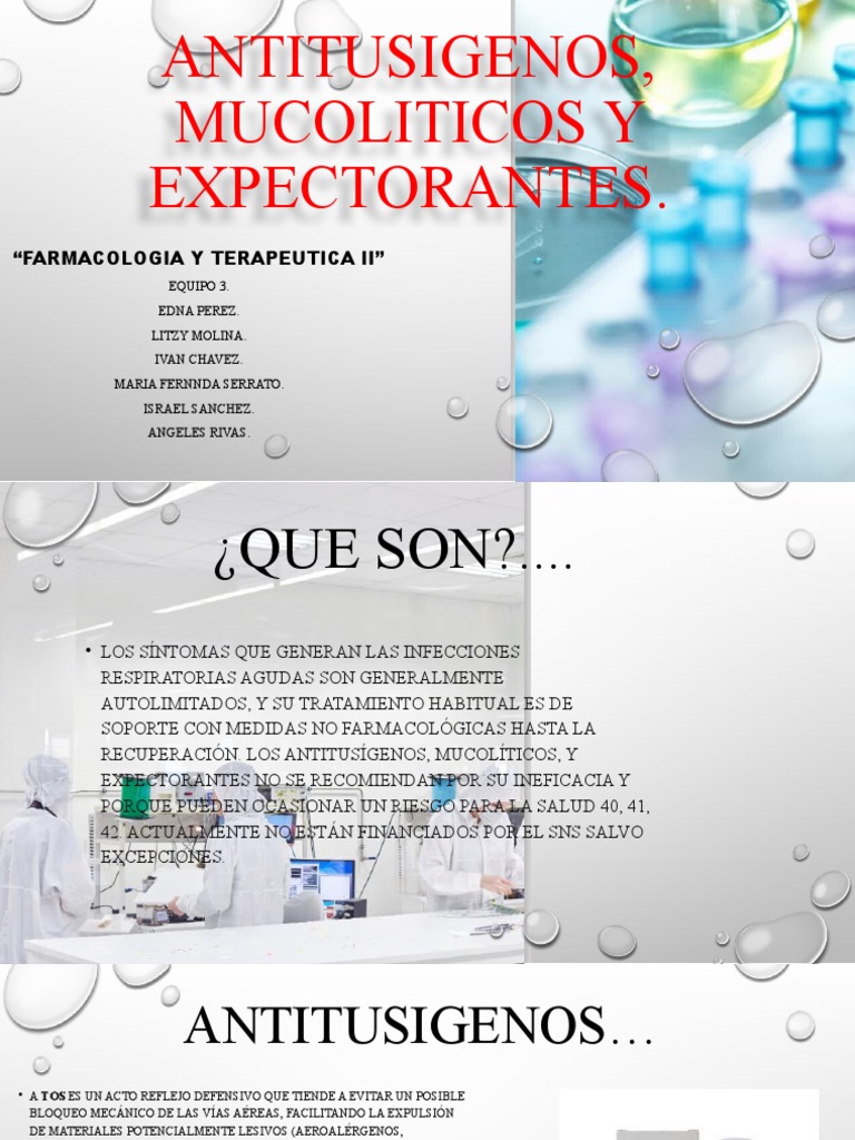 Antitusígenos, Mucolíticos y Expectorantes | PDF | Tos | Farmacología