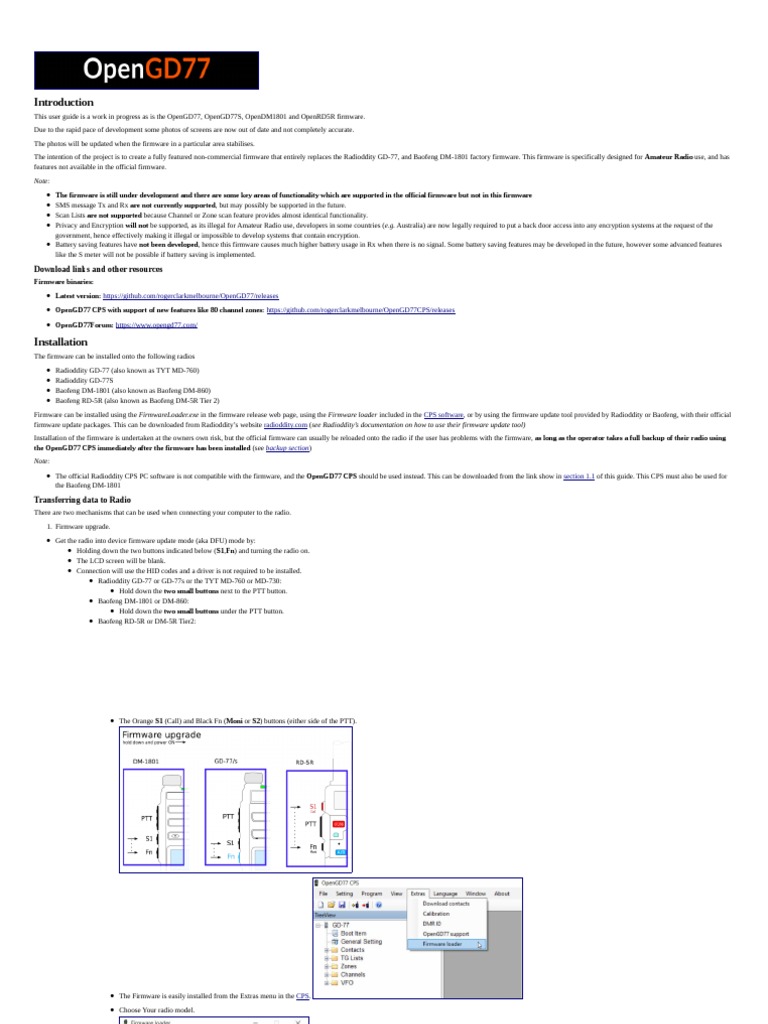 OpenGD77 User Guide2 | PDF | Radio | Menu (Computing)