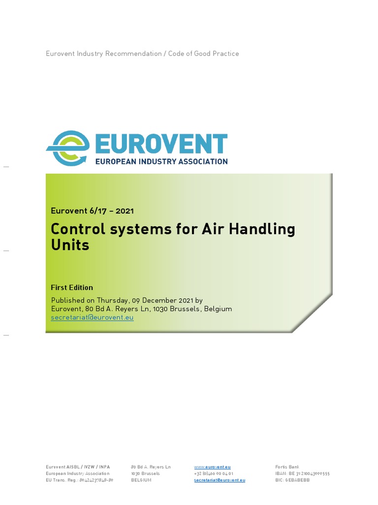 Eurovent REC 6-17 - Control Systems For Air Handling Units - 2021 - EN | PDF
