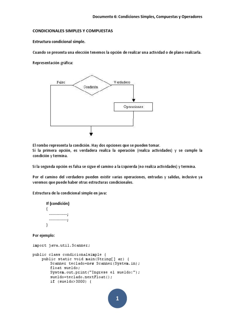 Documento 6 Condiciones Simples Compuestas y Operadores 1 | PDF | Java ...