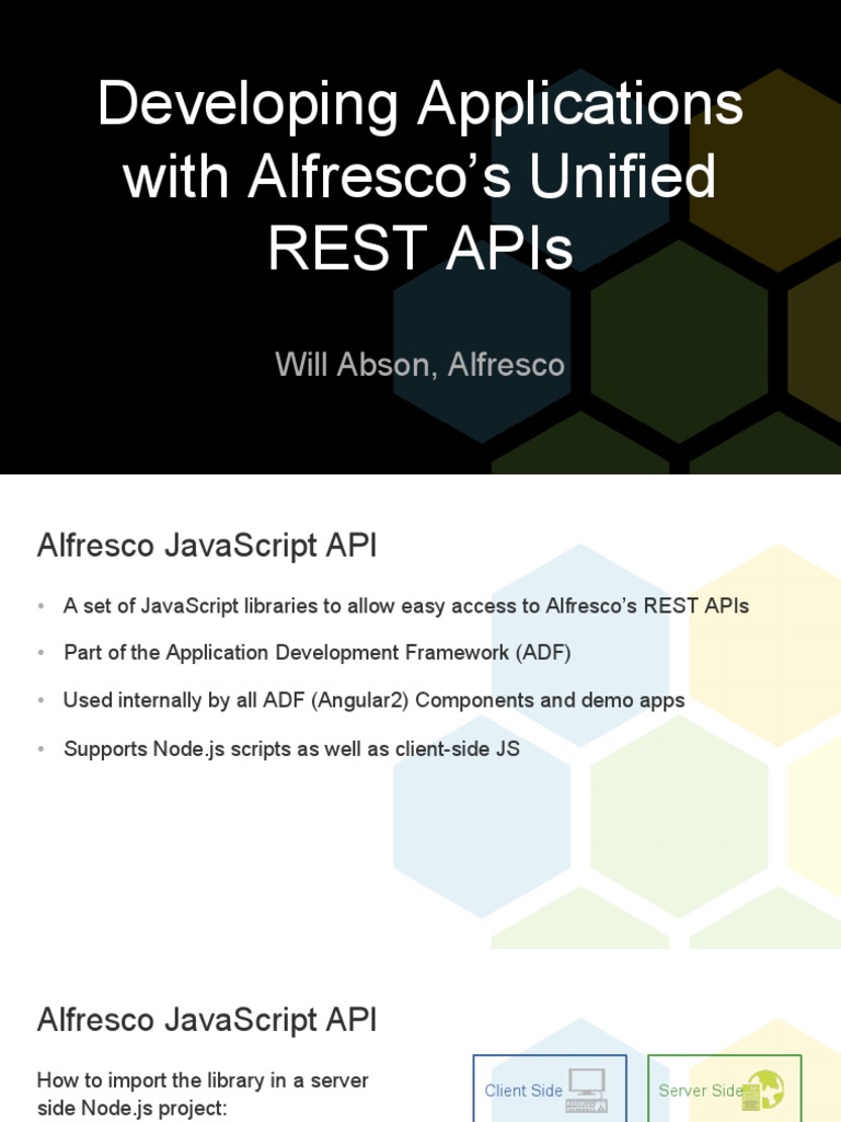 Developing Applications Against Alfresco Unified REST APIs | PDF