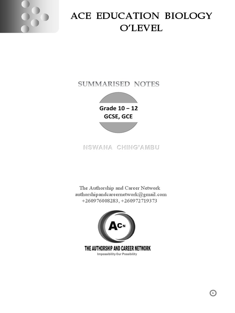 ACE Biology O'level Book@2021 | PDF | Osmosis | Endoplasmic Reticulum