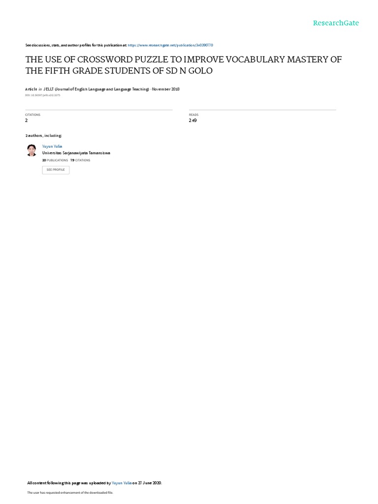 Enhancing Vocabulary with Crossword Puzzles | PDF | Teaching Method ...