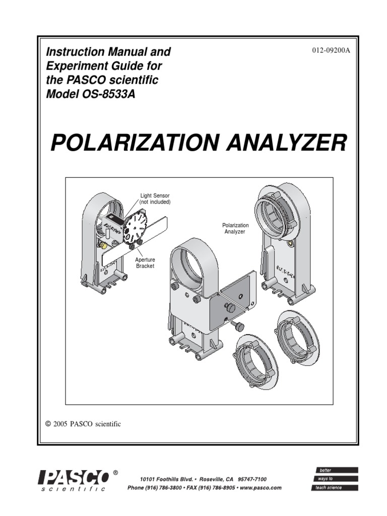 Polarization Analyzer Basic Optics Manual OS 8533A | PDF | Polarization ...