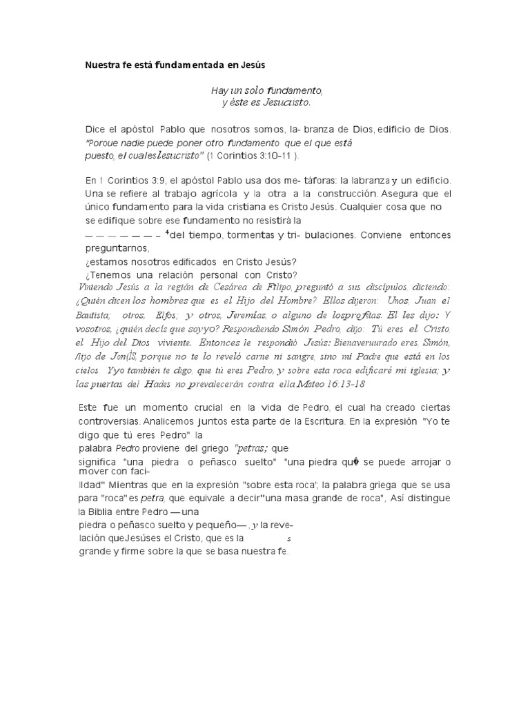 Fundamentos de la fe en Cristo Jesús | PDF | Historia