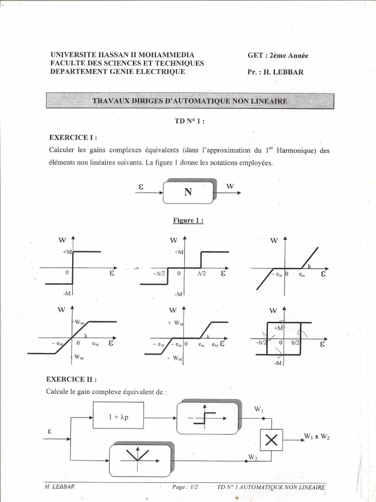 Automatique Non-Linéaire - Copie | PDF