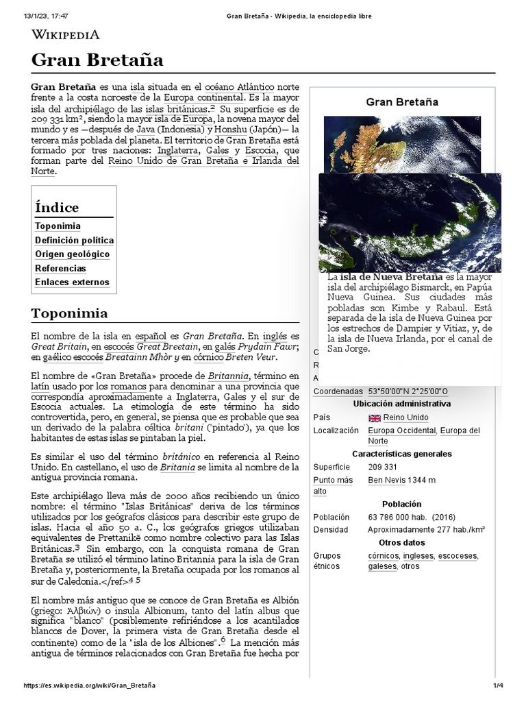 Gran Bretaña - Wikipedia, La Enciclopedia Libre | PDF | Gran Bretaña