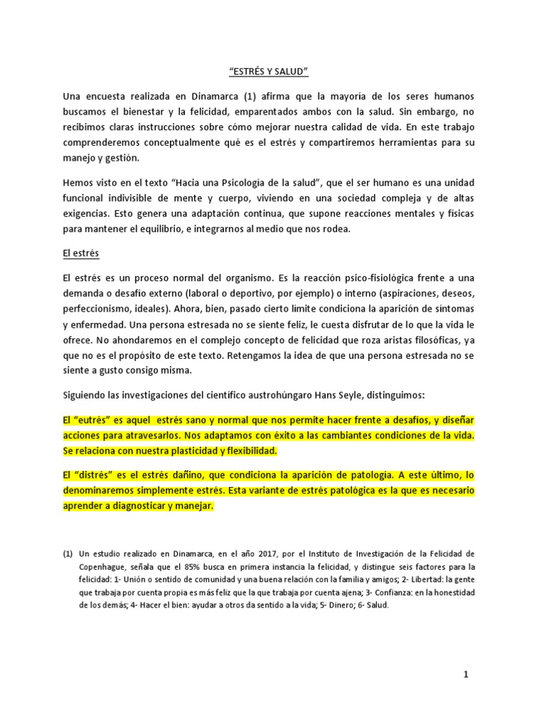 Estrés y Salud - 2021 | PDF