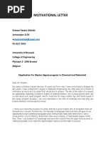 Sample Motivation Letter For Masters Degree Civil Engineering | PDF ...
