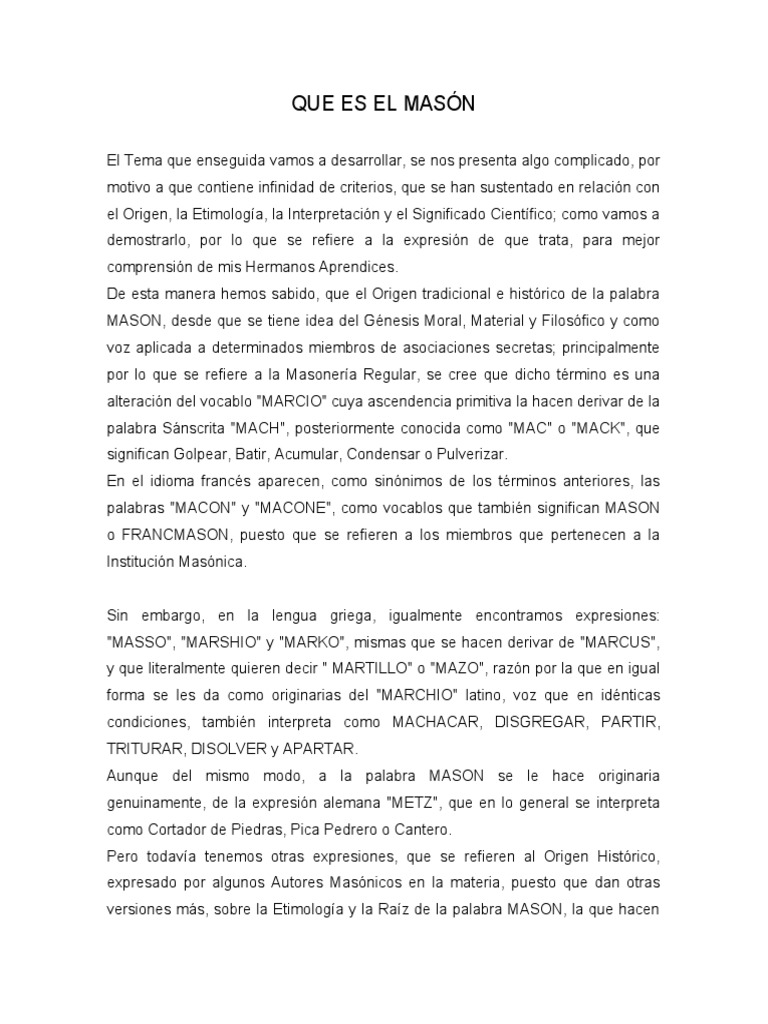 1 - Que Es El Masón | PDF