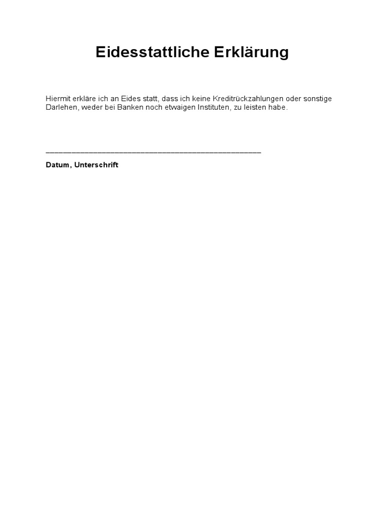 Eidesstattliche Erklärung Statutory Declaration – WDXO