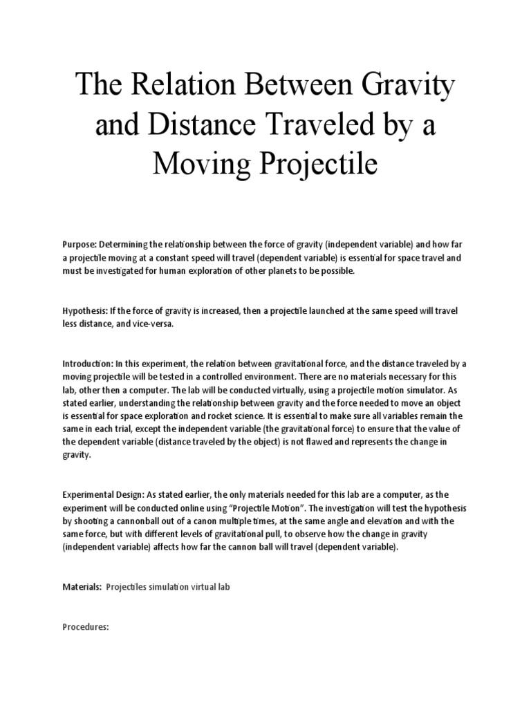 The Relation Between Gravity and Distance Traveled by A Moving ...