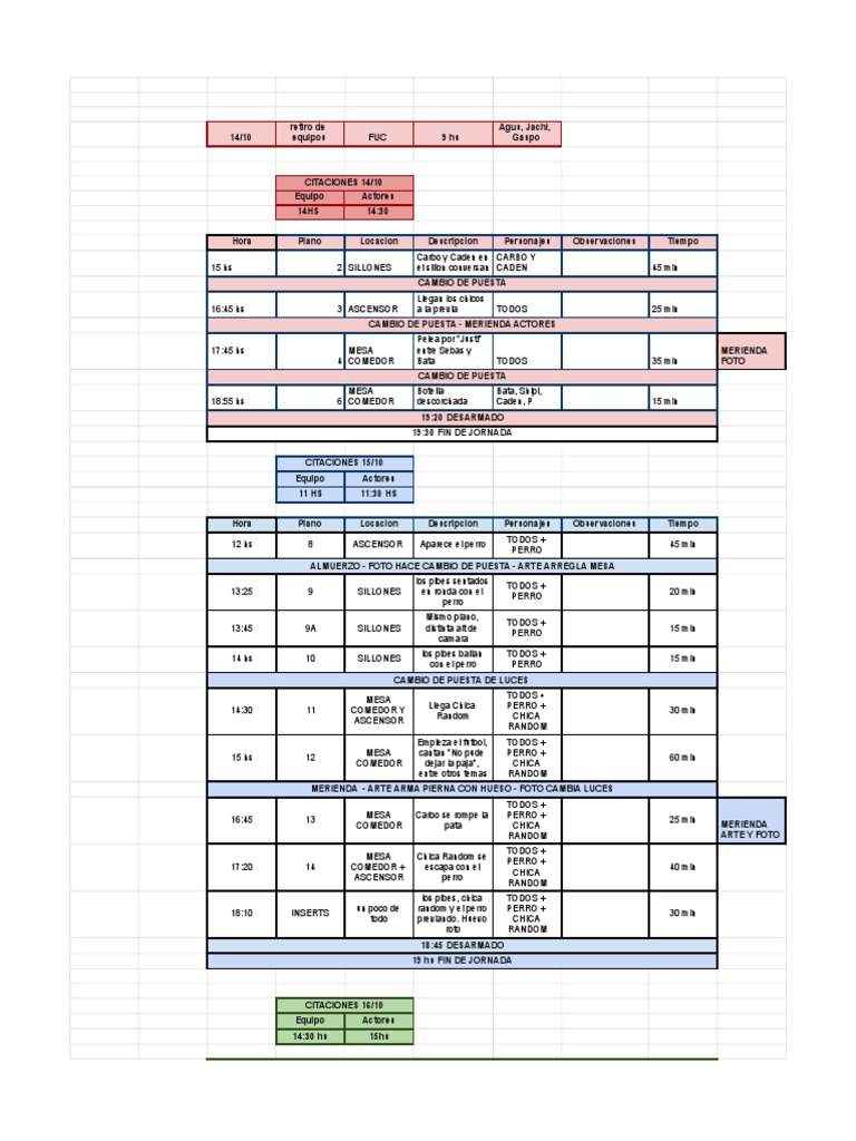 Plan de Rodaje Simplificado | PDF