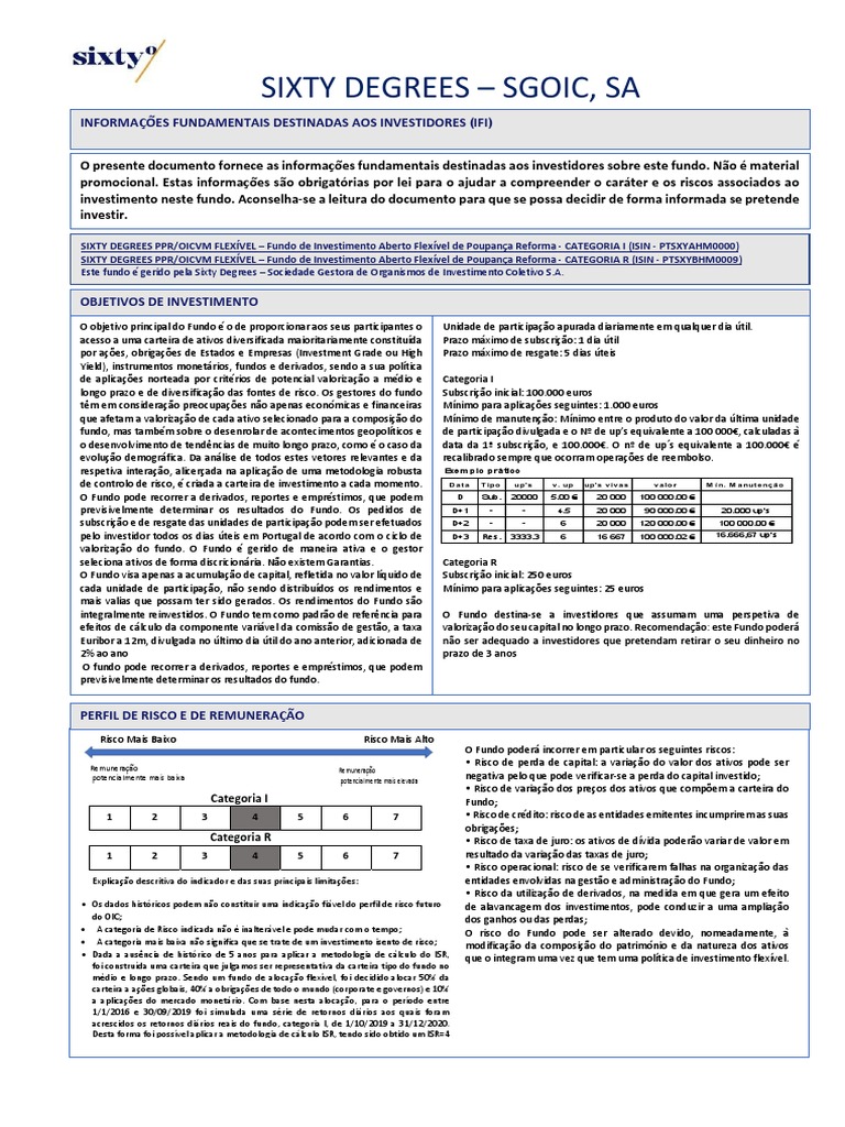 IFI SixtyDegrees PPROICVM Flexível | PDF | Risco | Investimentos