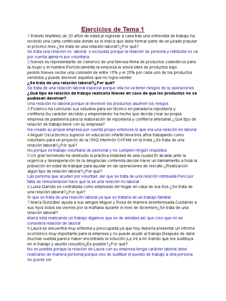 Actividades de Fol (Tema 1) | PDF | Derecho laboral | Tiempo de trabajo