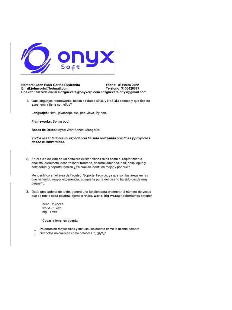 Prueba Tecnica | Descargar gratis PDF | Estructura de datos de matriz | Java (lenguaje de ...