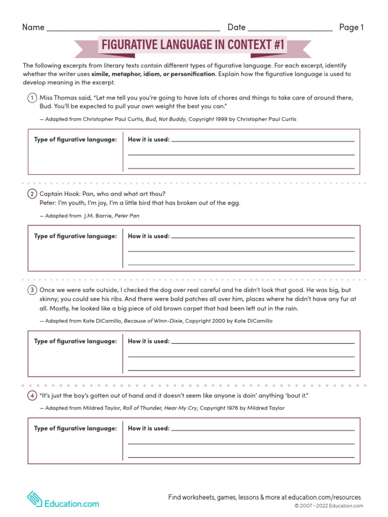 Figurative Language in Context 1 | PDF