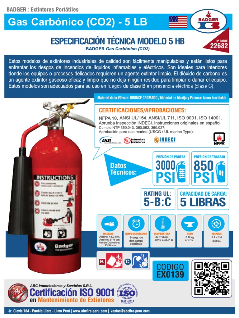 FICHA TECNICA EXT DE CO2 DE 05 LIBRAS BADGER (La Consulta de La Capacidad de 05 y Del Rating ...