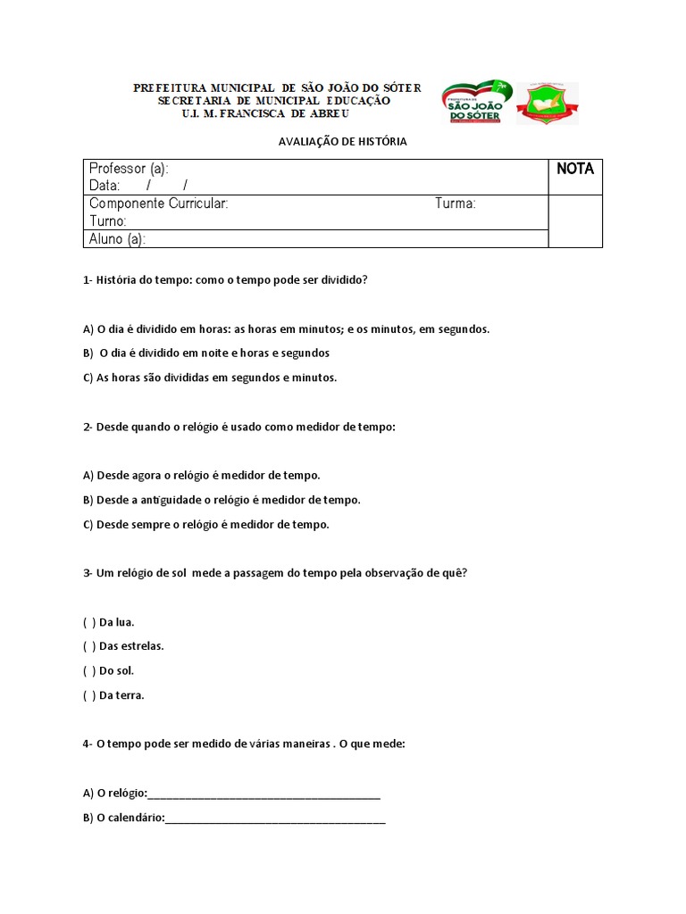 Prova De História Pdf