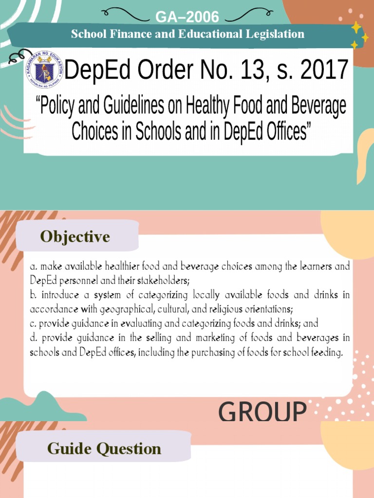 DepEd Order No. 13 S. 2017 | PDF | Fat | Diet & Nutrition